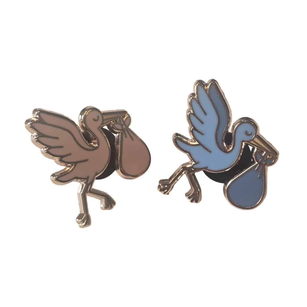 Pack of 10 Pink or Blue Stork Pins | John Guilfoil Public Relations